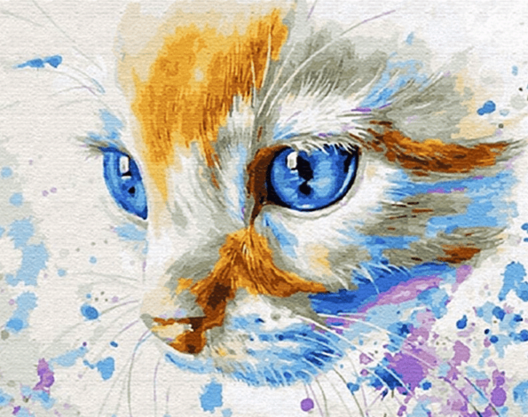 Paint by Numbers Kit Abstract White Cat | Just Paint by Number
