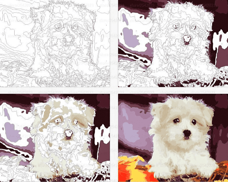 Cute White Puppy - Paint by Numbers Kit | Just Paint by Number