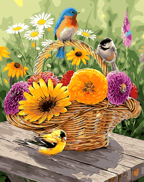 Birds and Flowers - Paint by Numbers Kit | Just Paint by Number