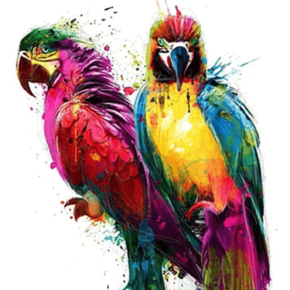 Paint by Numbers Kit Abstract Parrots | Just Paint by Number